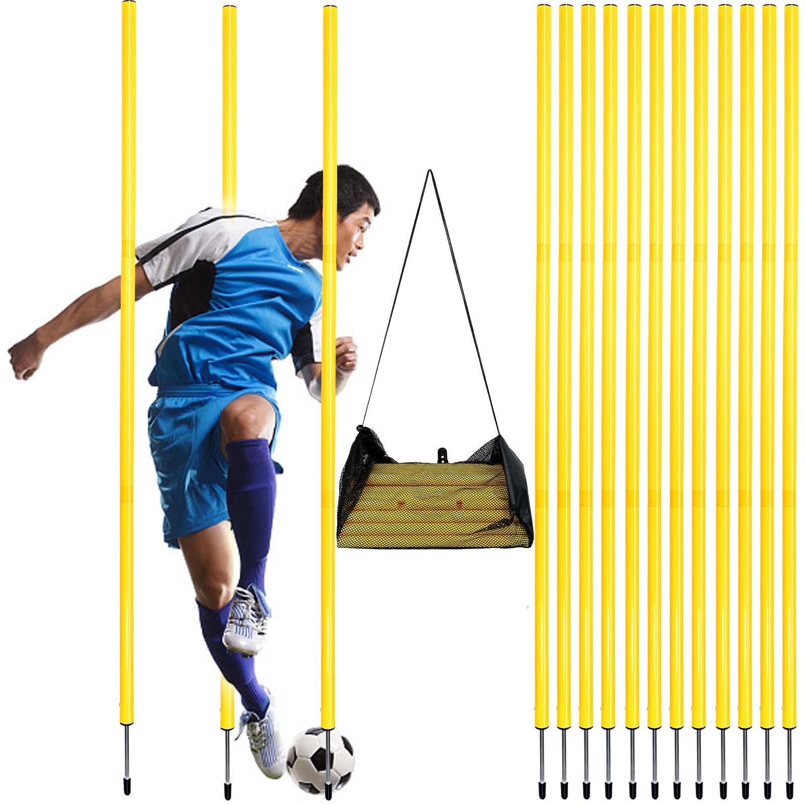 VAIPI 12 Pcs Sports Agility Poles Soccer Training Poles Speed Training ...