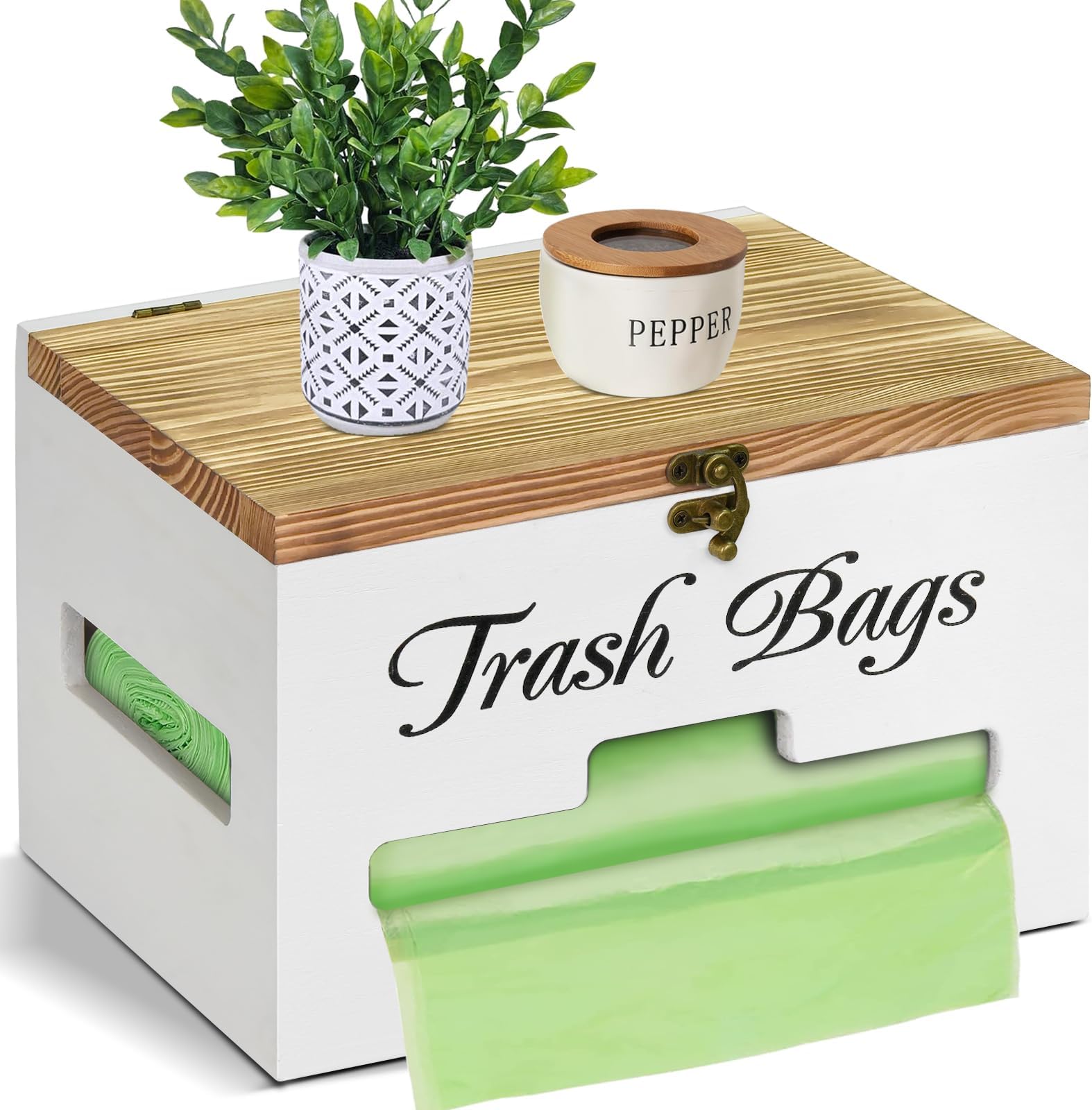 Amazon.com: Trash Bag Holder, Farmhouse Garbage Bag Dispenser, Wall ...