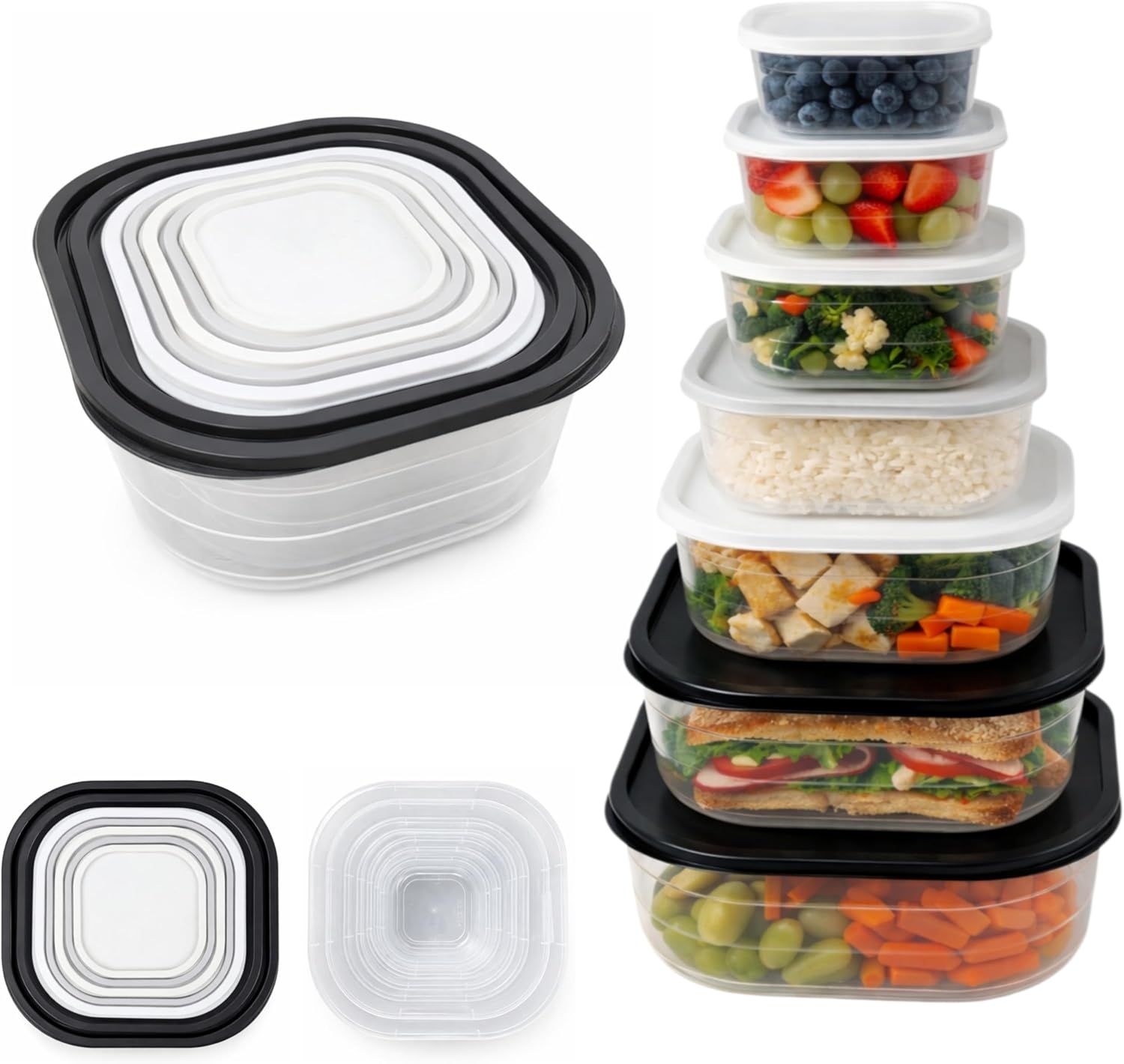 BH | 7 in 1 Food Storage Containers Set | BPA-Free | Stackable | Leak ...