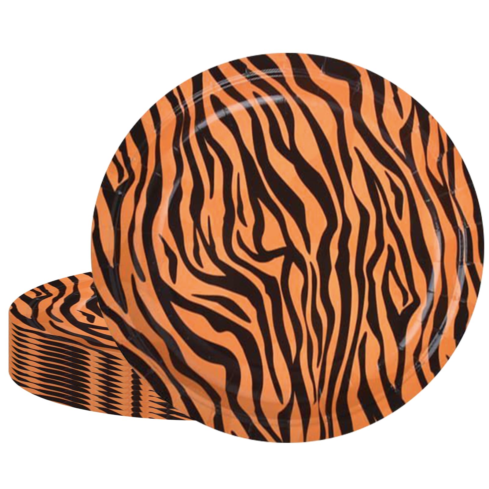 16Pcs Tiger Print Party Paper Plates 7" Jungle Animals Round Dinner ...