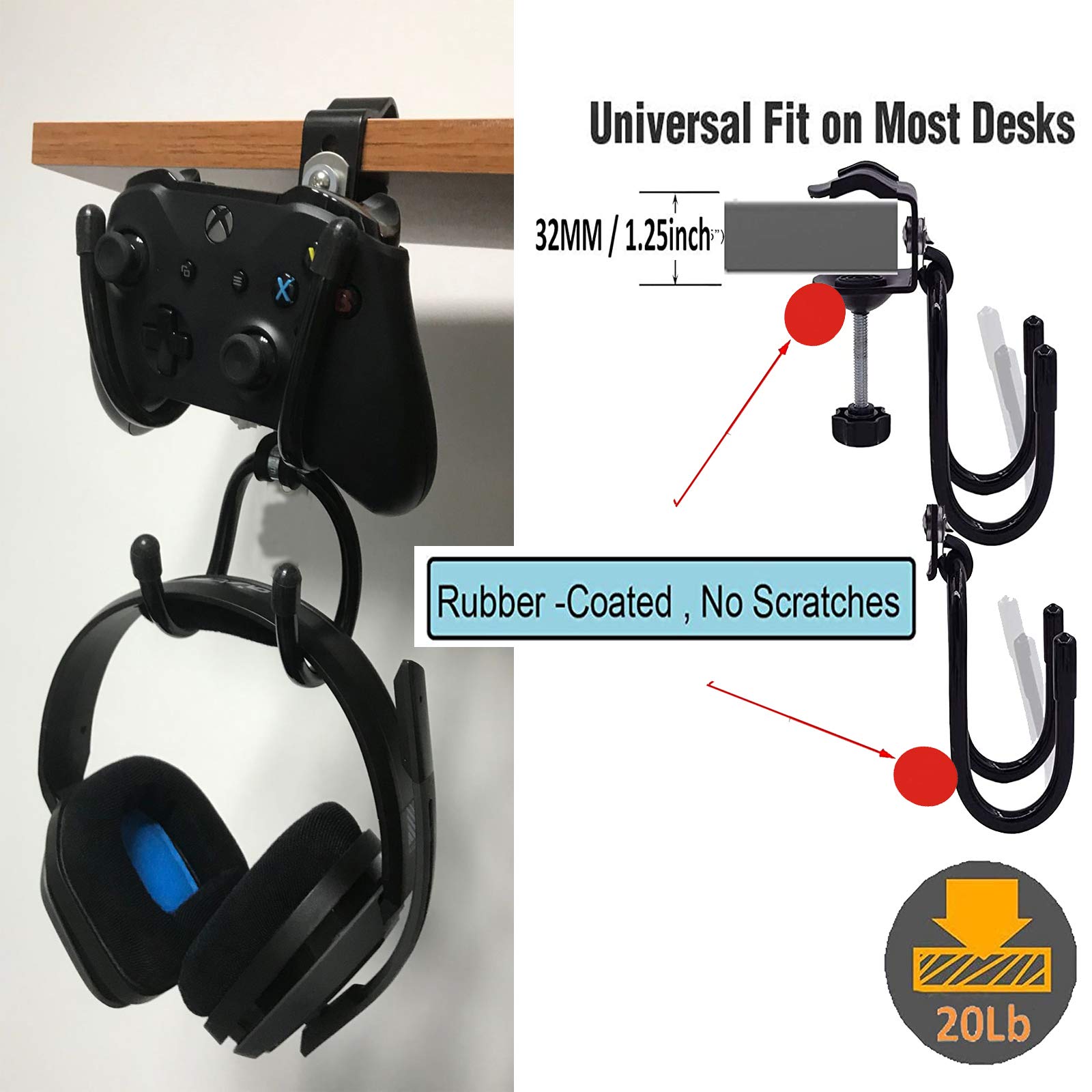 Universal Game Controller & Headphone Hanger Holder with Adjustable ...