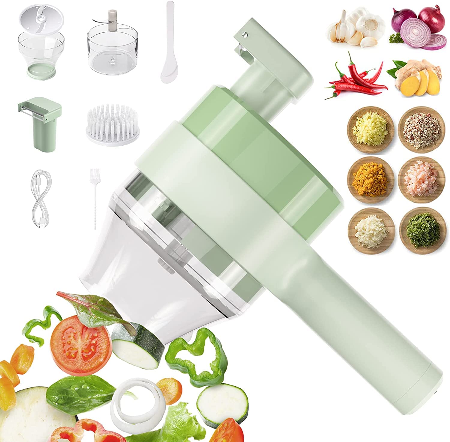Yomna 4 in 1 Handheld Electric Vegetable Cutter Set - Wireless Food ...