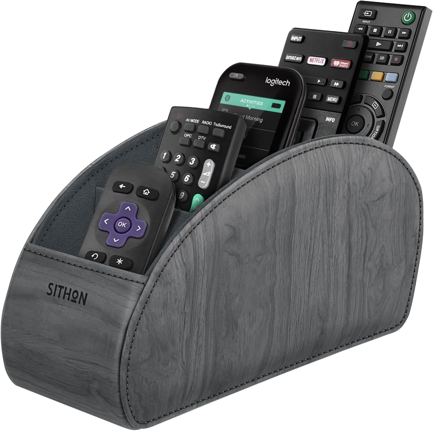 Amazon.com : SITHON Remote Control Holder with 5 Compartments - PU ...