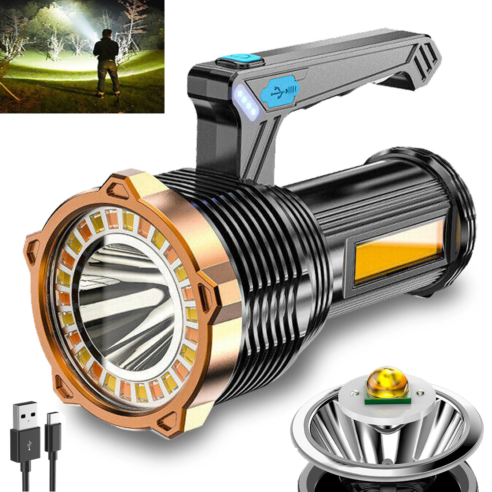 Wrrozz LED Flashlight USB Rechargeable, Super Brightest Flashlight with ...