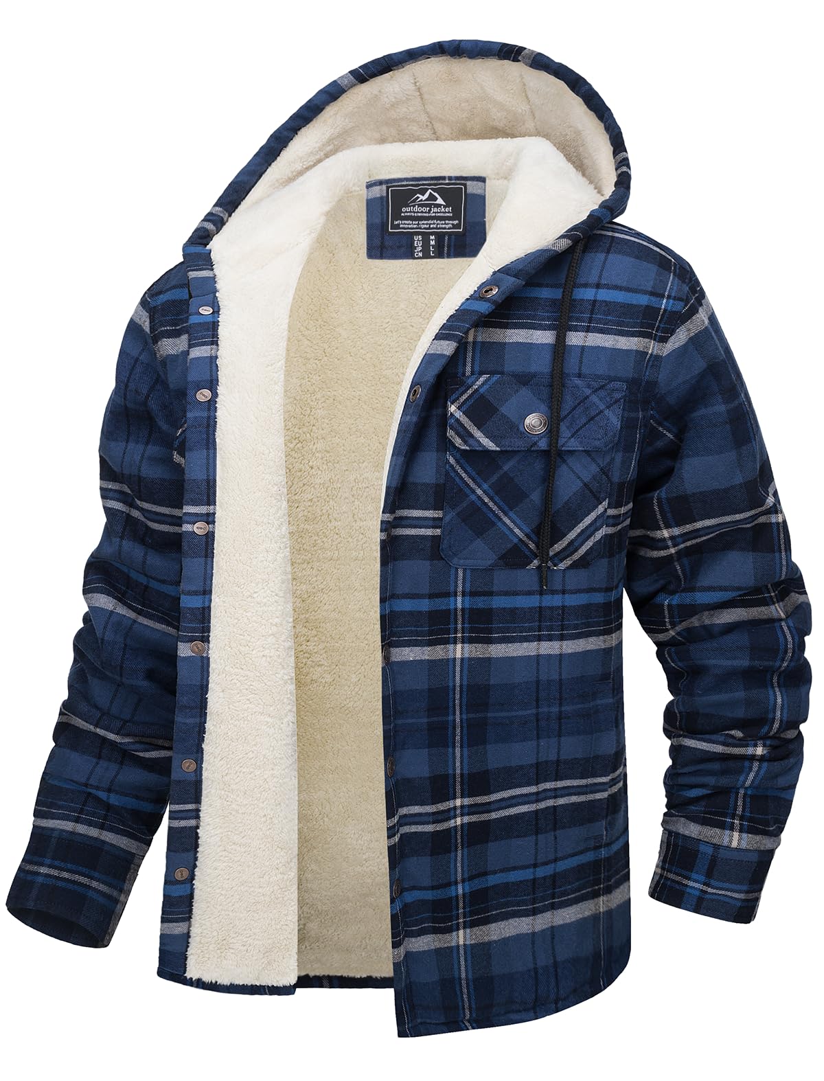 CRYSULLY Men's Flannel Jackets Lightweight Fleece Lined Plaid Shirts ...