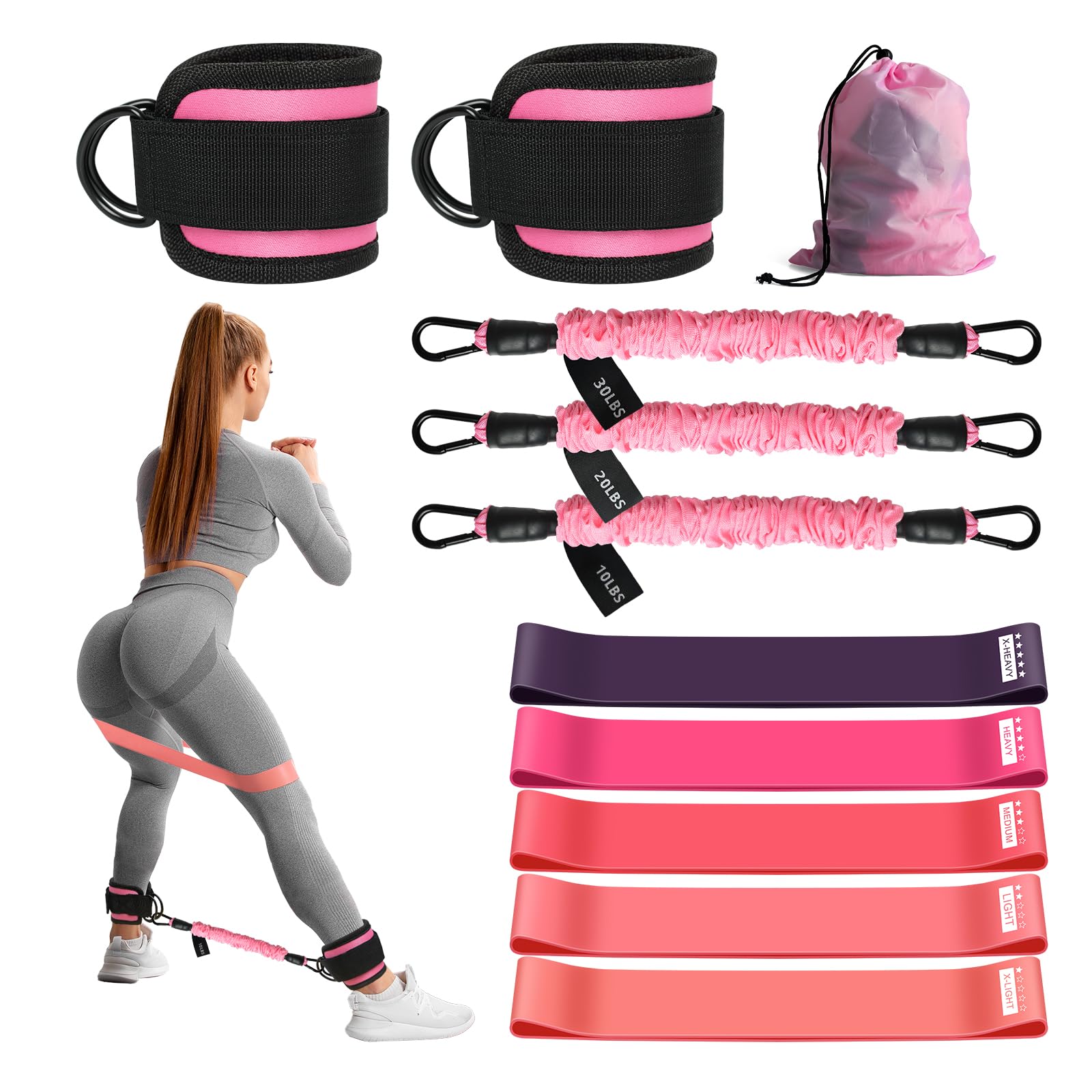 Amazon.com: Ankle Resistance Bands with Cuffs, Ankle Resistance Bands ...
