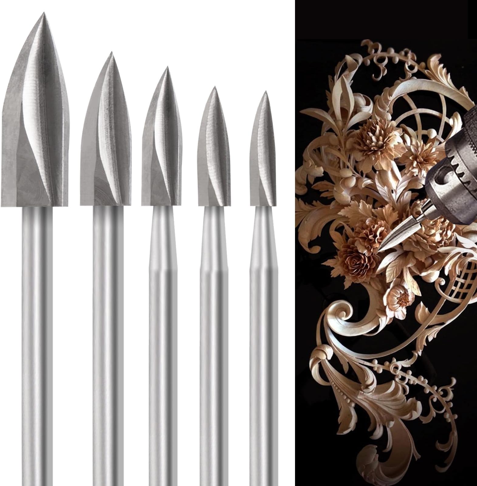 15 Pieces Wood Carving Engraving Drill Bit Woodworking Drill Bit DIY ...