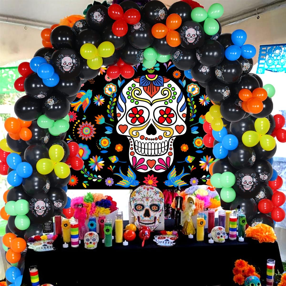 Day of the Dead Decorations Balloon Garland Arch Kit, Sugar Skull ...