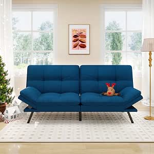 Amazon.com: MUUEGM Convertible Futon Sofa Bed,71" Memory Foam Futon ...