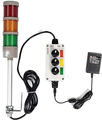 ANDONT 3 Stack Super Bright LED Andon Tower Lights, Red/Yellow/Green, Off-Steady, 6 ft ...