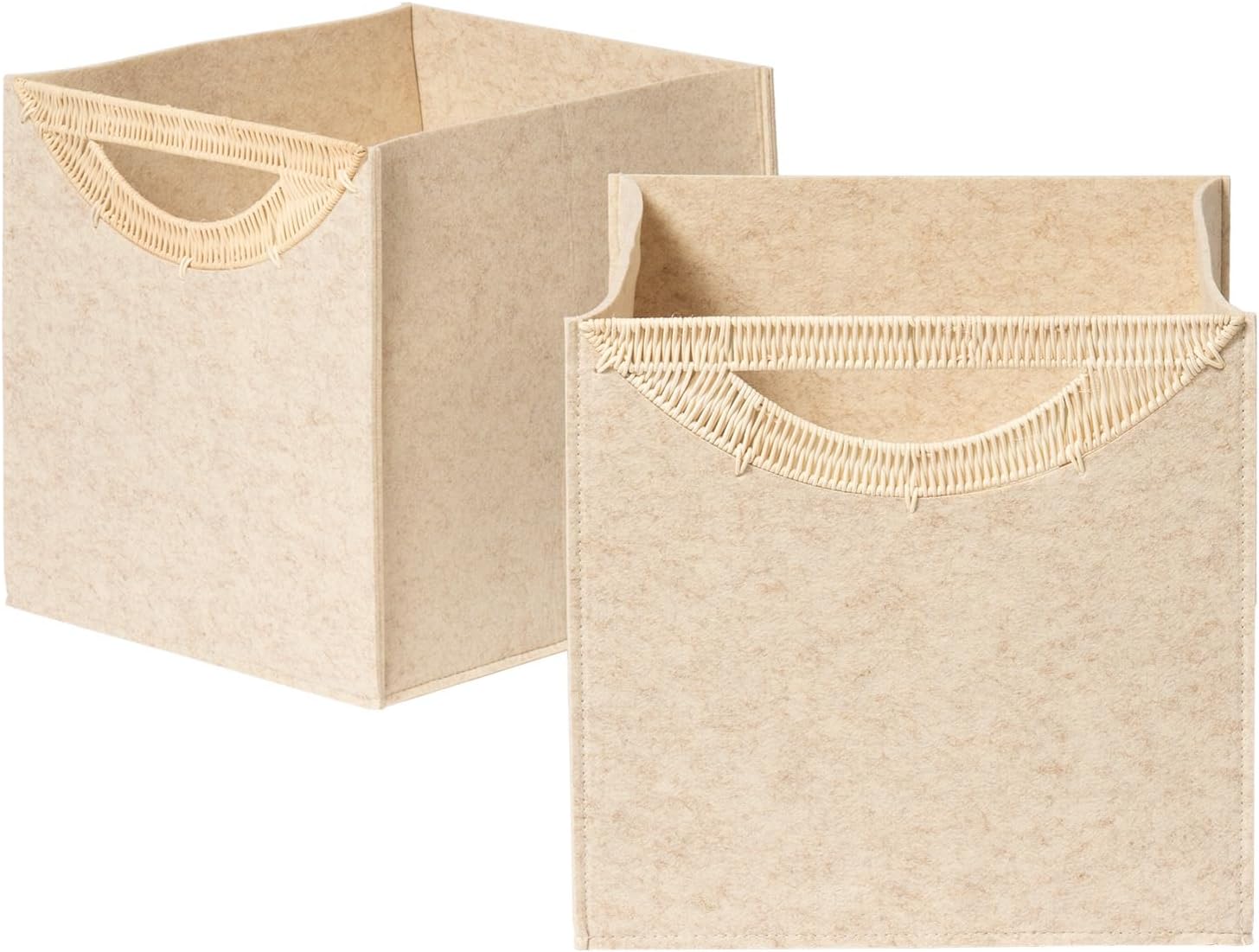 Amazon.com: La Jolie Maison 2 Pack Foldable Oatmeal Felt Cube Bins, 13 ...