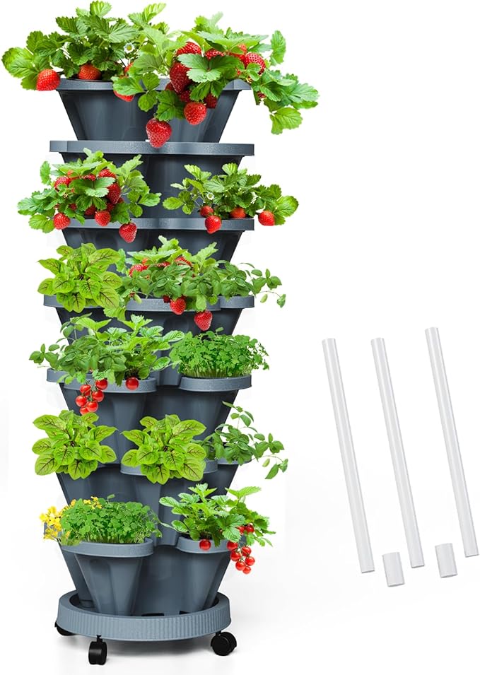 Amazon.com: Tectsia Strawberry Vertical Planters Tower Garden, 7 Tiered ...
