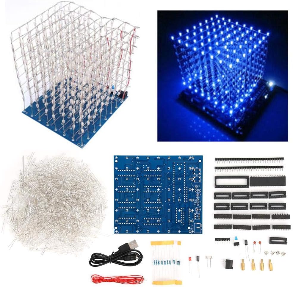 3D Led Cube Light DIY Kit, Lamp Squared LED 8x8x8 Electronic Toy for ...