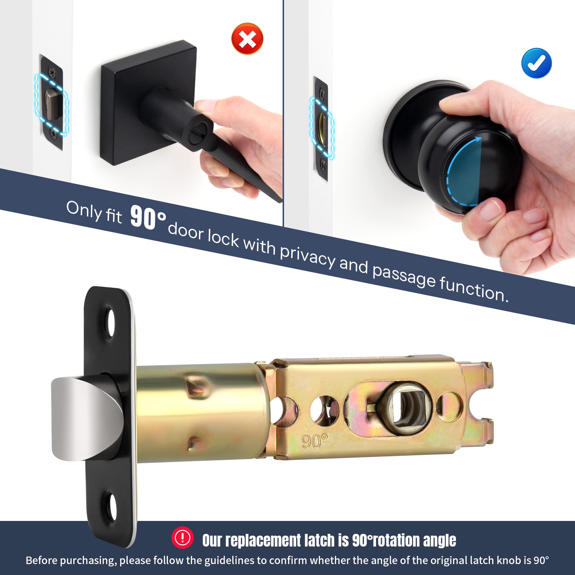 Snapklik.com : LOQRON Adjustable Deadlatch 2-3/8" Or 2-3/4", Privacy ...