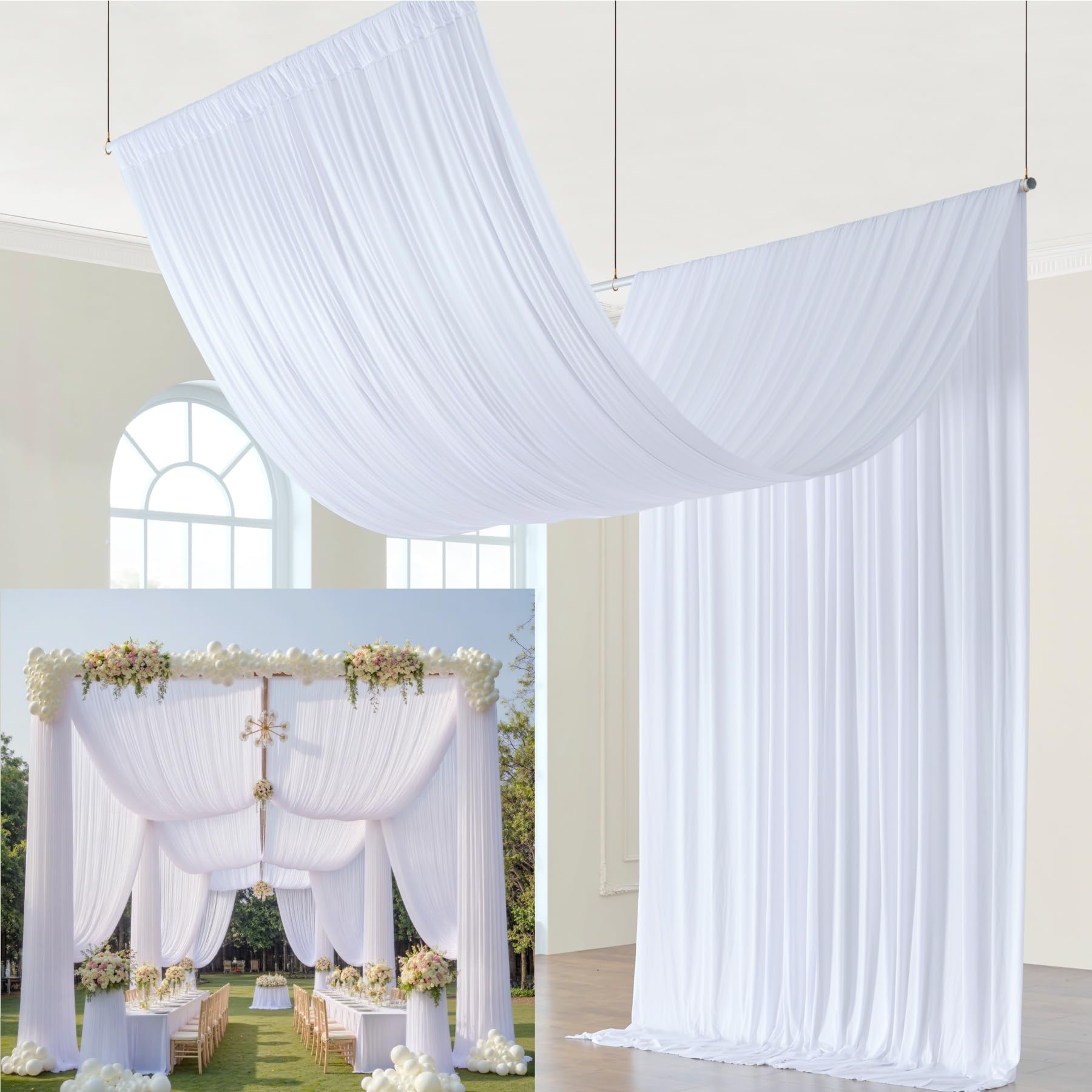 Amazon.com: Ivory Ceiling Drapes 6 Panels 5ftx20ft Wedding Draping ...
