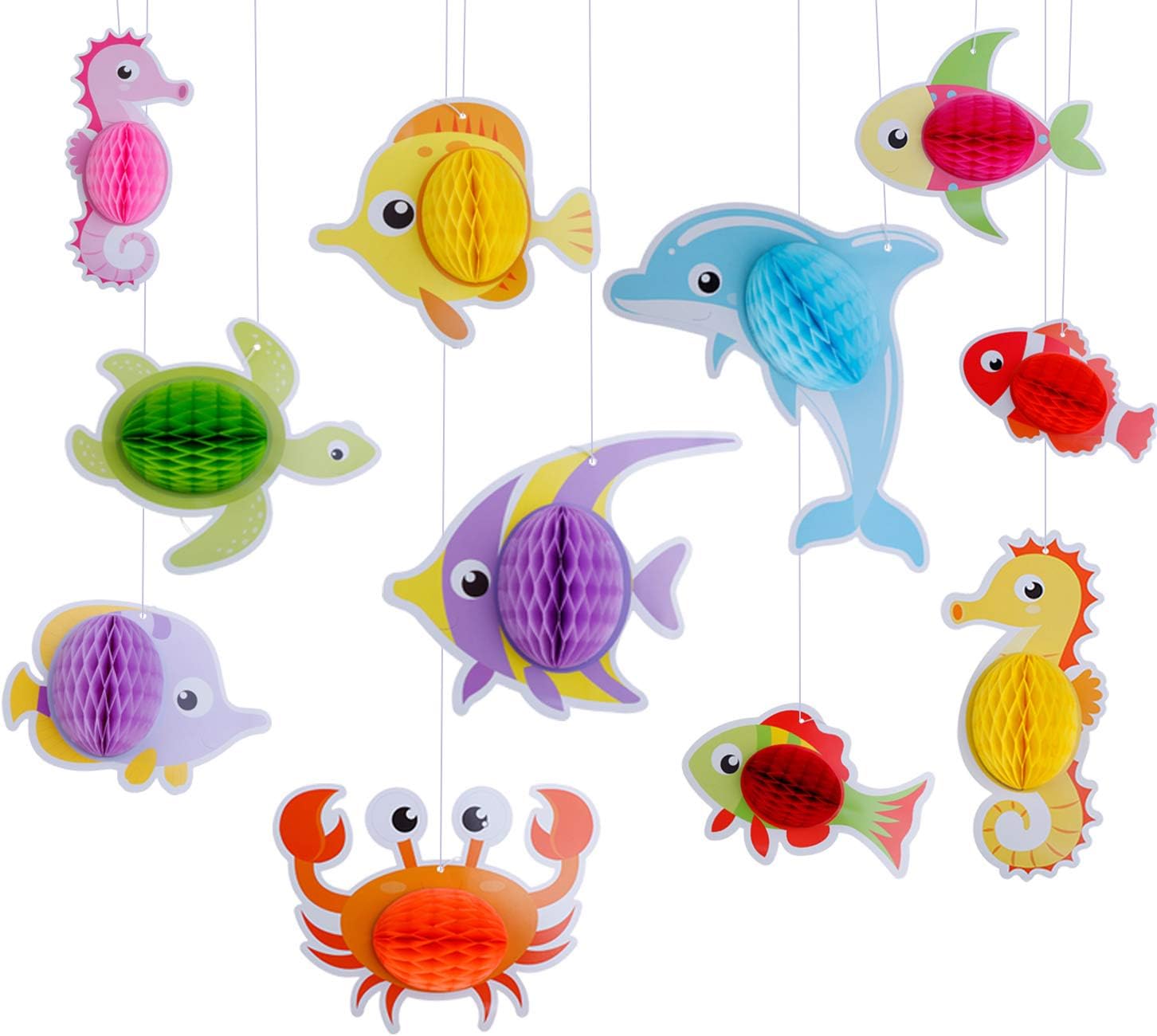 11Pcs Ocean Sea Animal Honeycomb Centerpiece Decoration Sea Creature ...