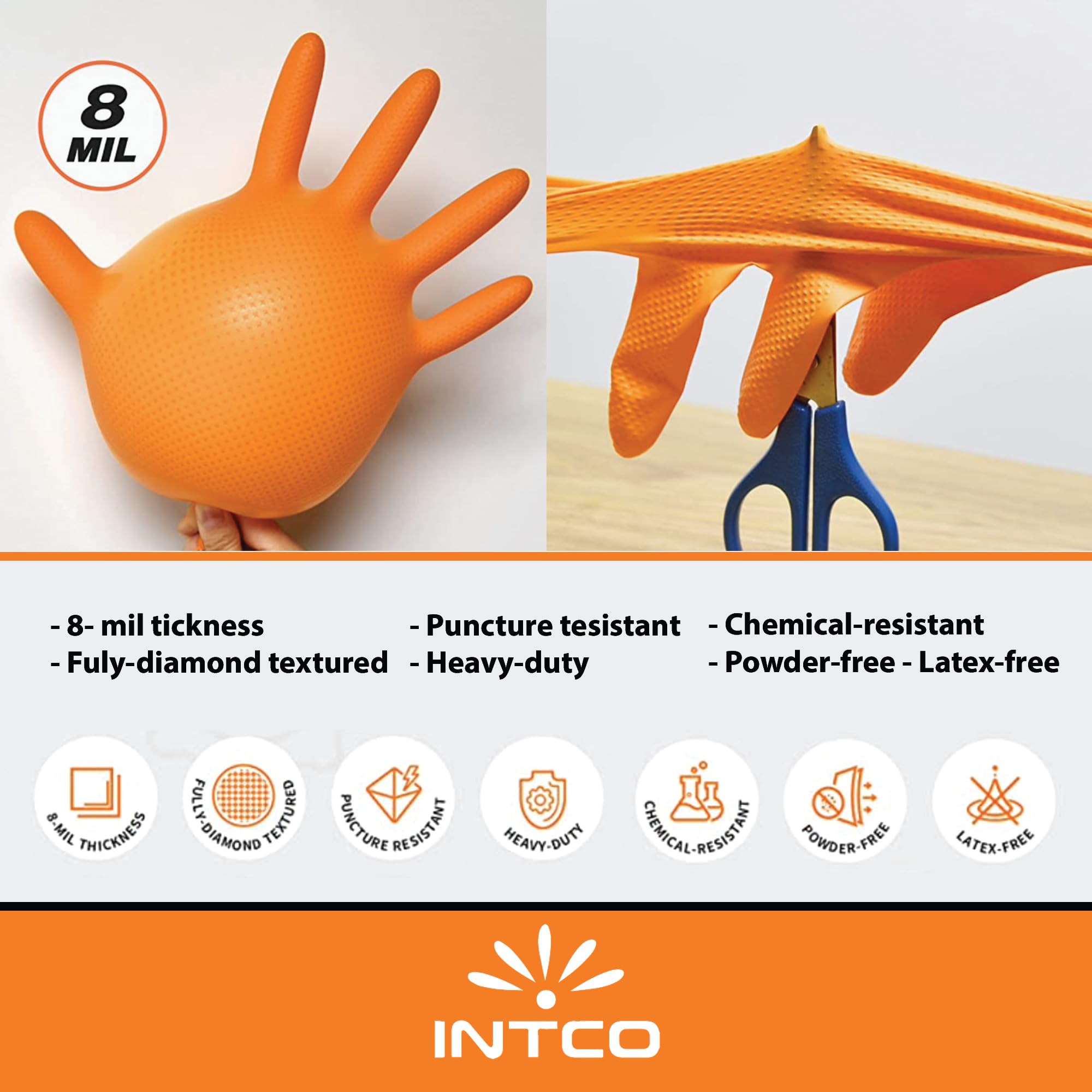 Snapklik.com : INTCO Basic Rubber Gloves Heavy Duty, Orange Nitrile ...