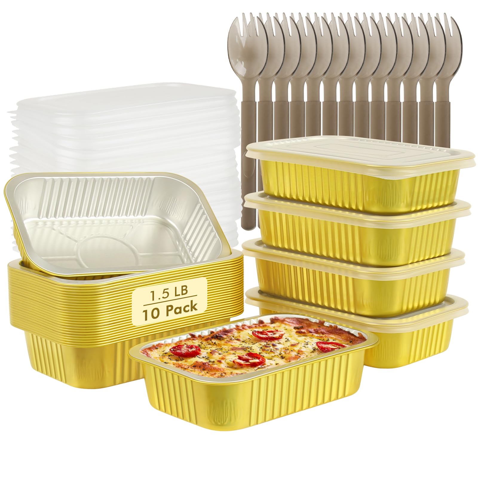 Amazon.com: LNYZQUS 1.5lb Small Aluminum Foil Pans with Lids 10 Pack, 7 ...