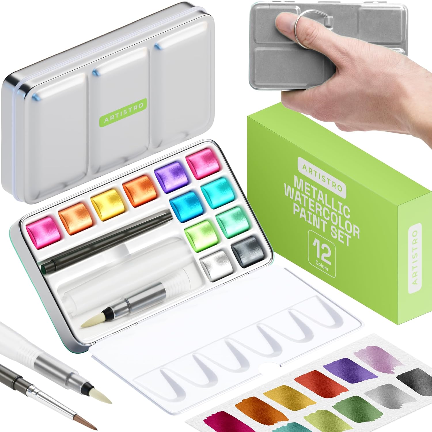 ARTISTRO Metallic Watercolor Paint Set 12 Colors, Thailand | Ubuy