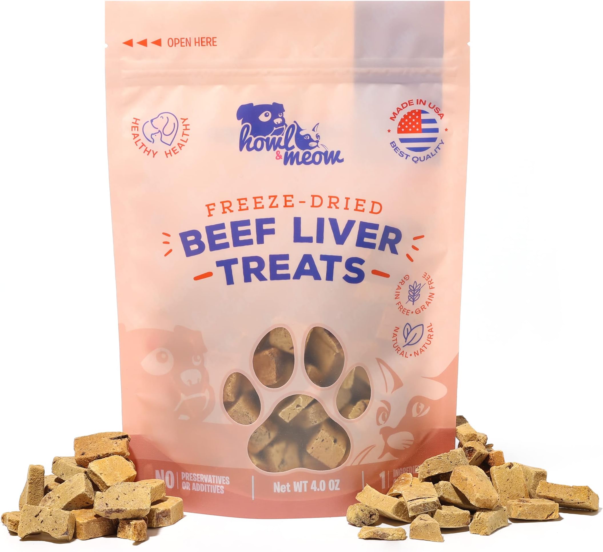 Amazon.com : Howl & Meow Freeze Dried Dog Treats, Beef Liver, Healthy ...