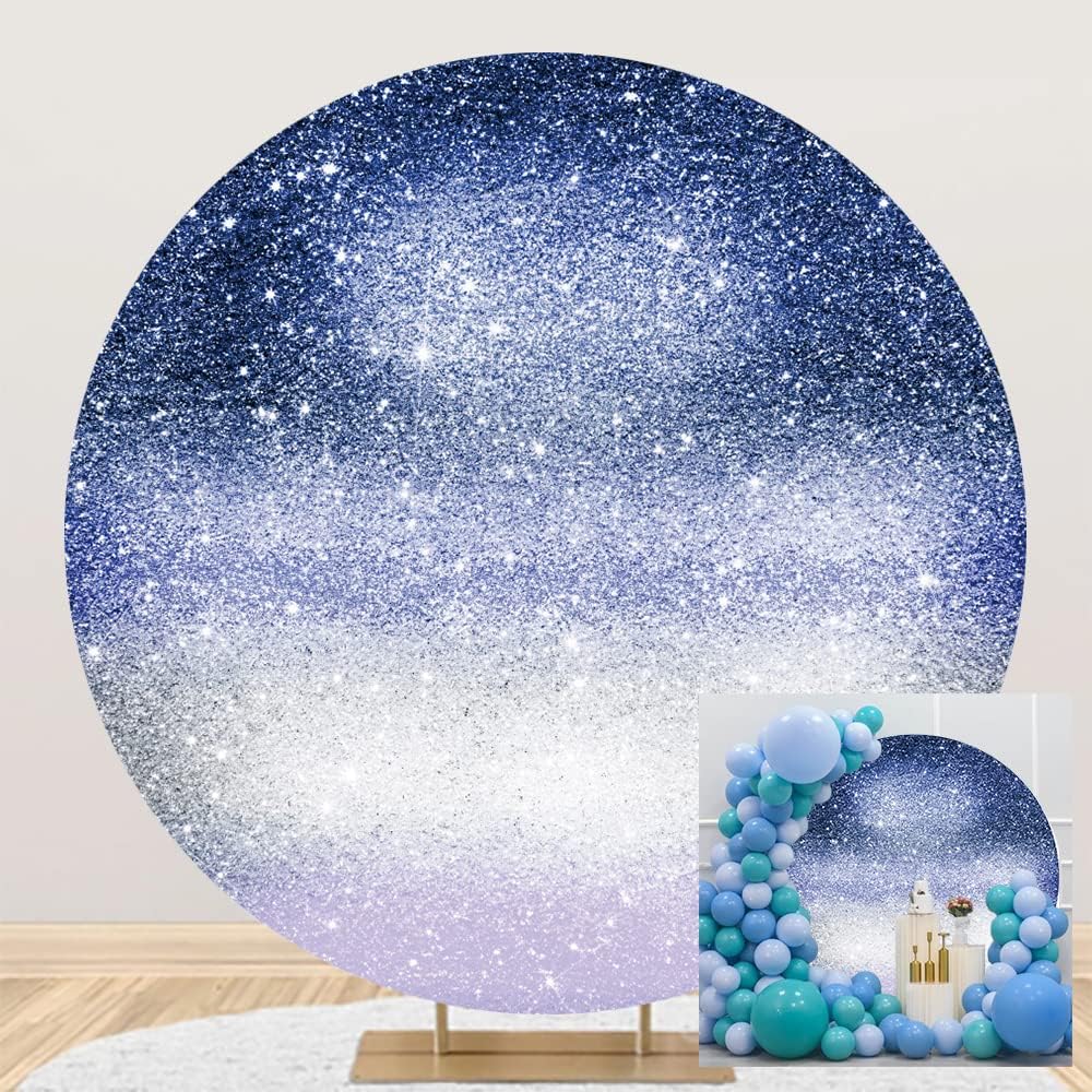 Amazon.com : OERJU 7.5x7.5ft Blue Glitter Round Backdrop Shiny ...