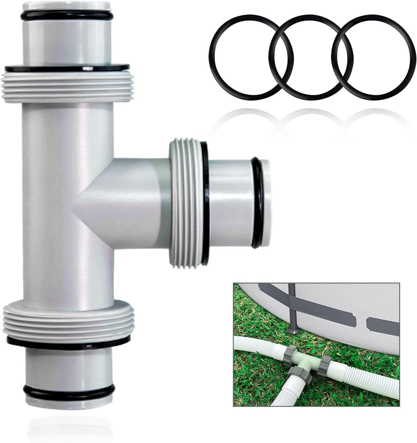 Amazon.com: Alocs 1.5" to 1.5" Pool Hose T Splitter Connector with 3 ...