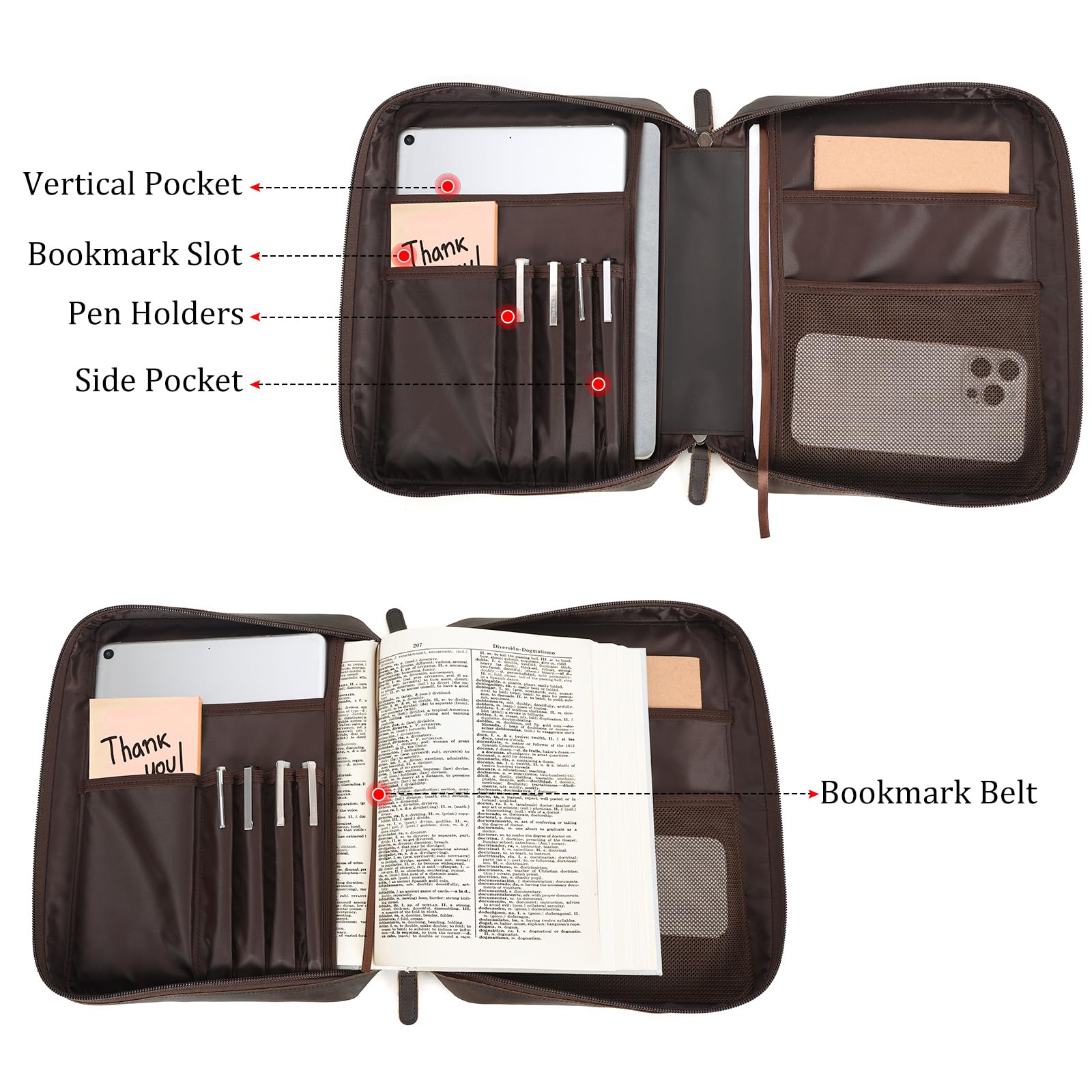 Snapklik.com : Polare Full Grain Cowhide Leather Bible Cover Church Bag ...