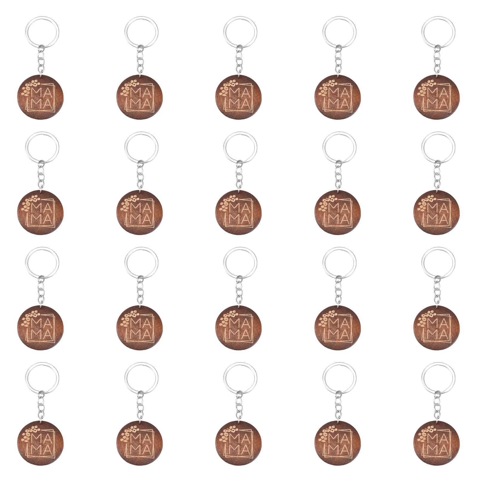 CHGCRAFT 20Pcs Moms- Engraved Wood Key Chain Engraved Wooden Flat Round ...