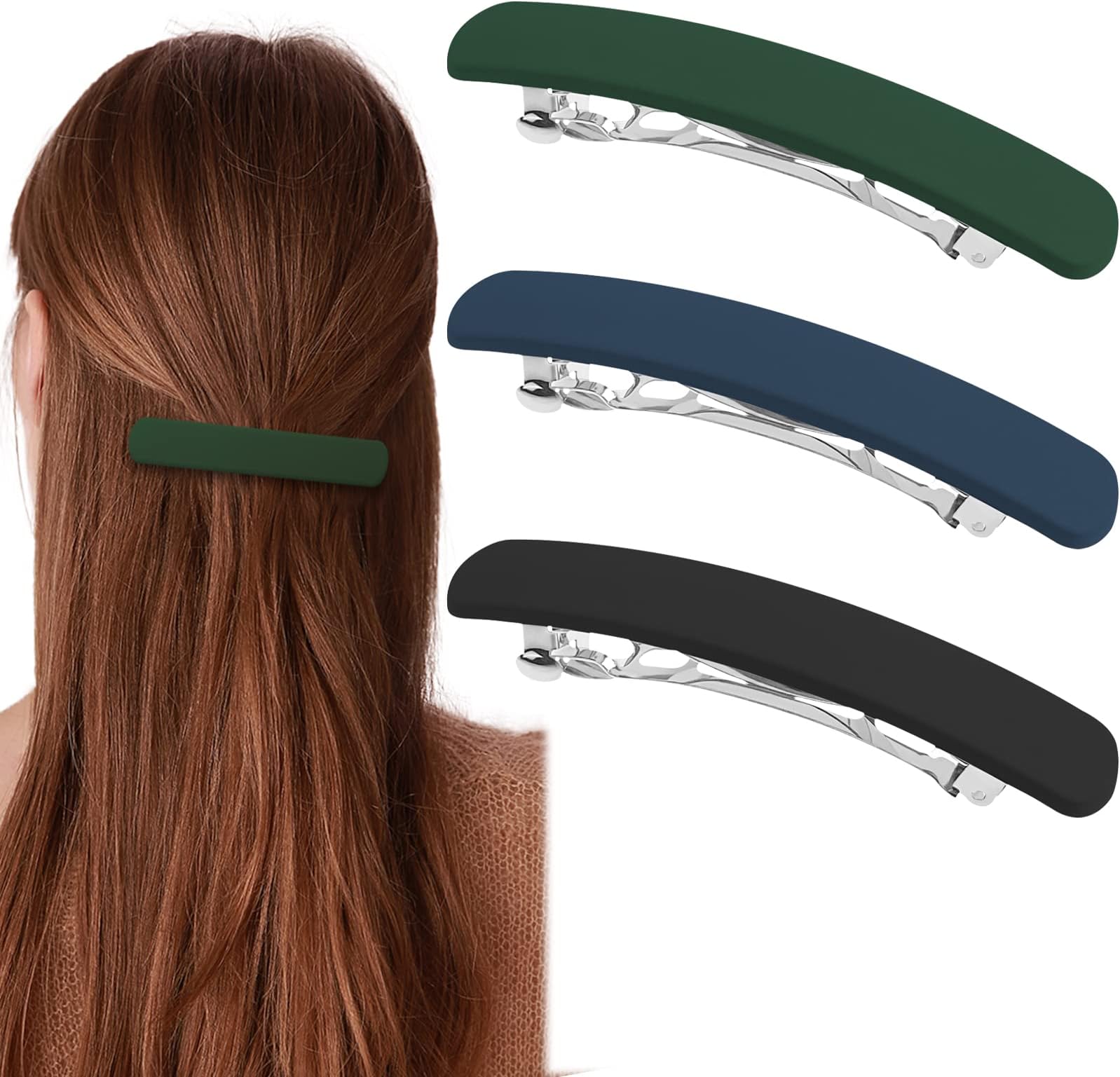 Amazon.com : 3 Pcs Matte French Hair Clips Flat Hair Barrettes Strong ...