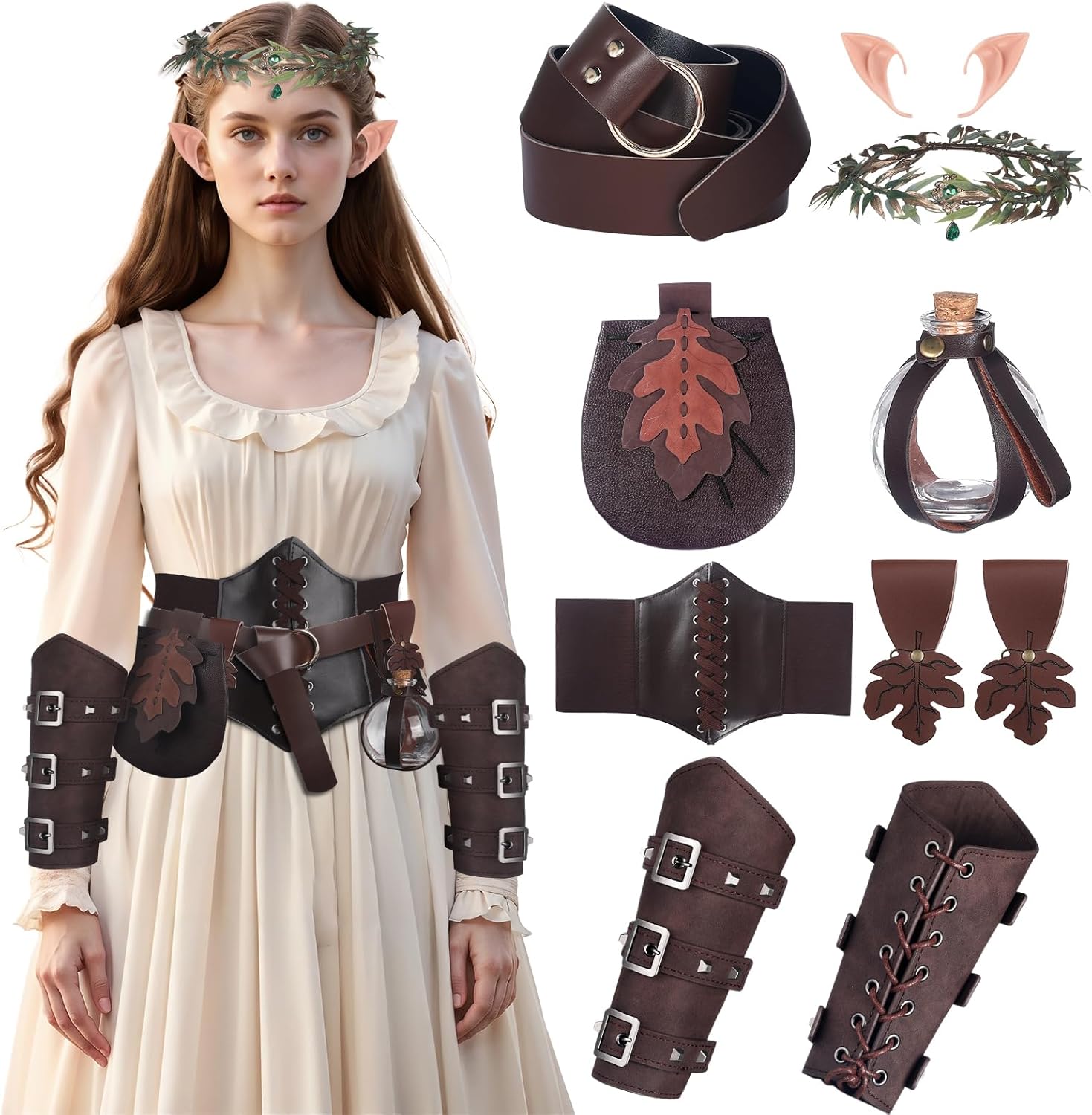 Amazon.com: 11Pcs Renaissance Fairy Costume Accessories for Women ...