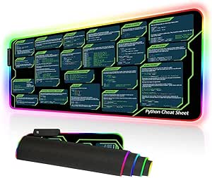 Python Cheat Sheet RGB Led Mousepad for Beginner, Python Reference ...