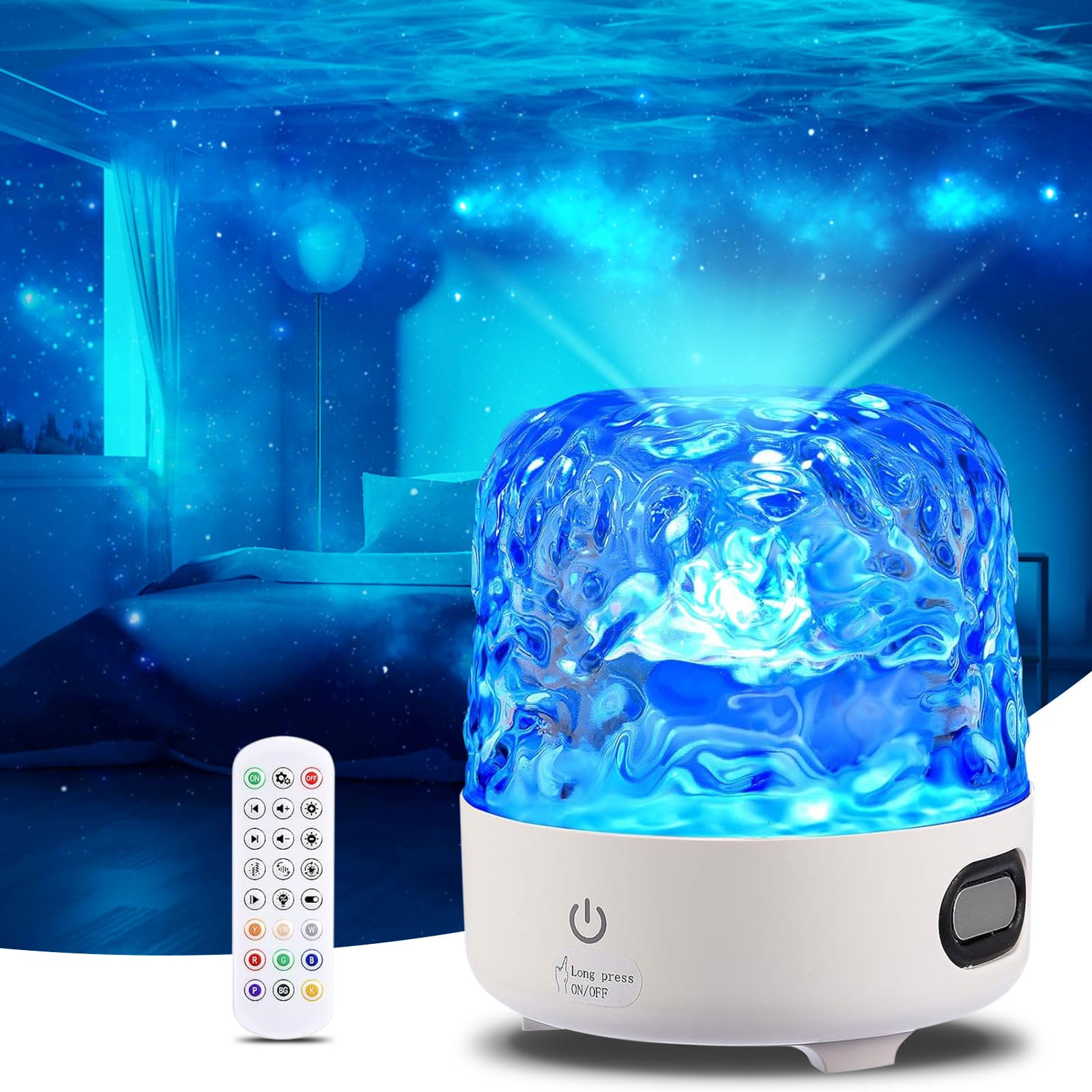 Xqiang Ocean Lamp Night Light Projector, Water Wave Lights Room Decor ...