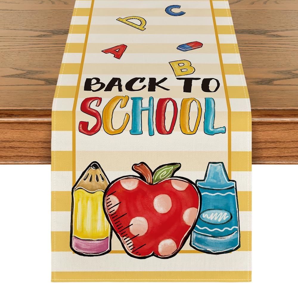Amazon.com: Back to School Table Runner 72 Inches Long First Day of ...