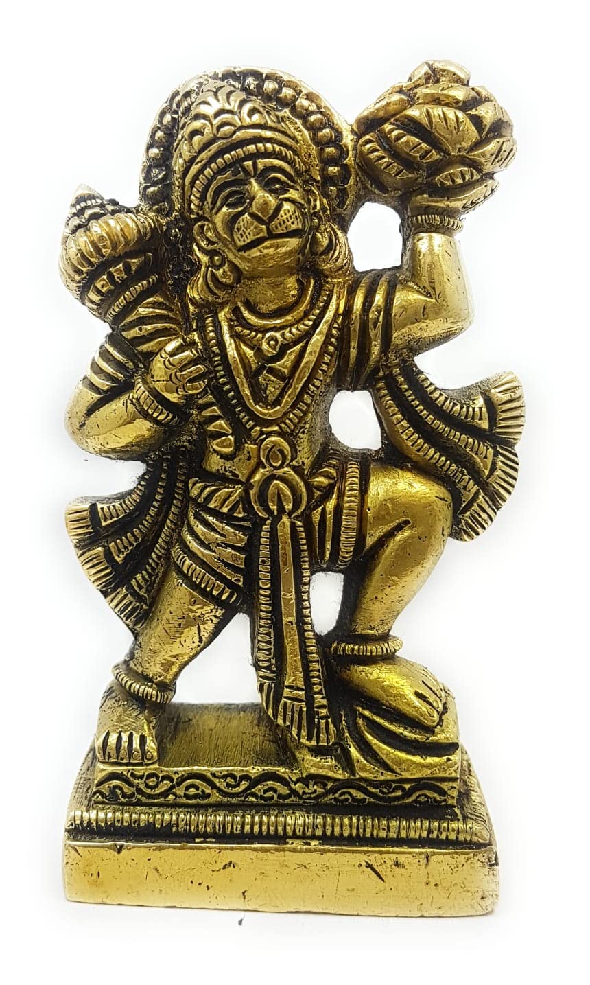 4x2 Inches Hanuman Pawan Putra Panchmukhi Bajrang Bali Brass Metal ...