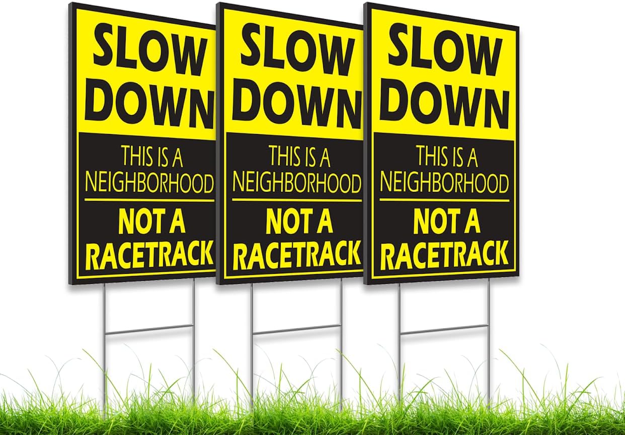 Amazon.com: Set of 3 Please Slow Down Signs for Neighborhoods with ...