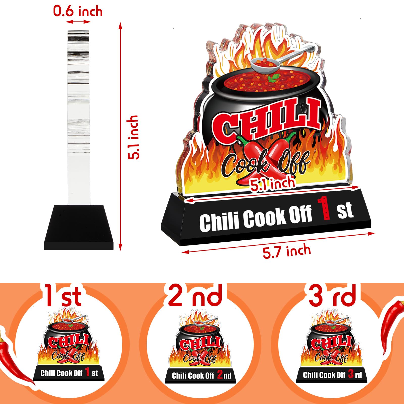 Snapklik.com : 6 Pcs Chili Cook Off Trophies Medals Chili Cook Off ...