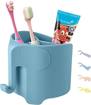 Amazon.com: Hippywell Kids Toothbrush Holder, Cute Elephant Toothbrush ...