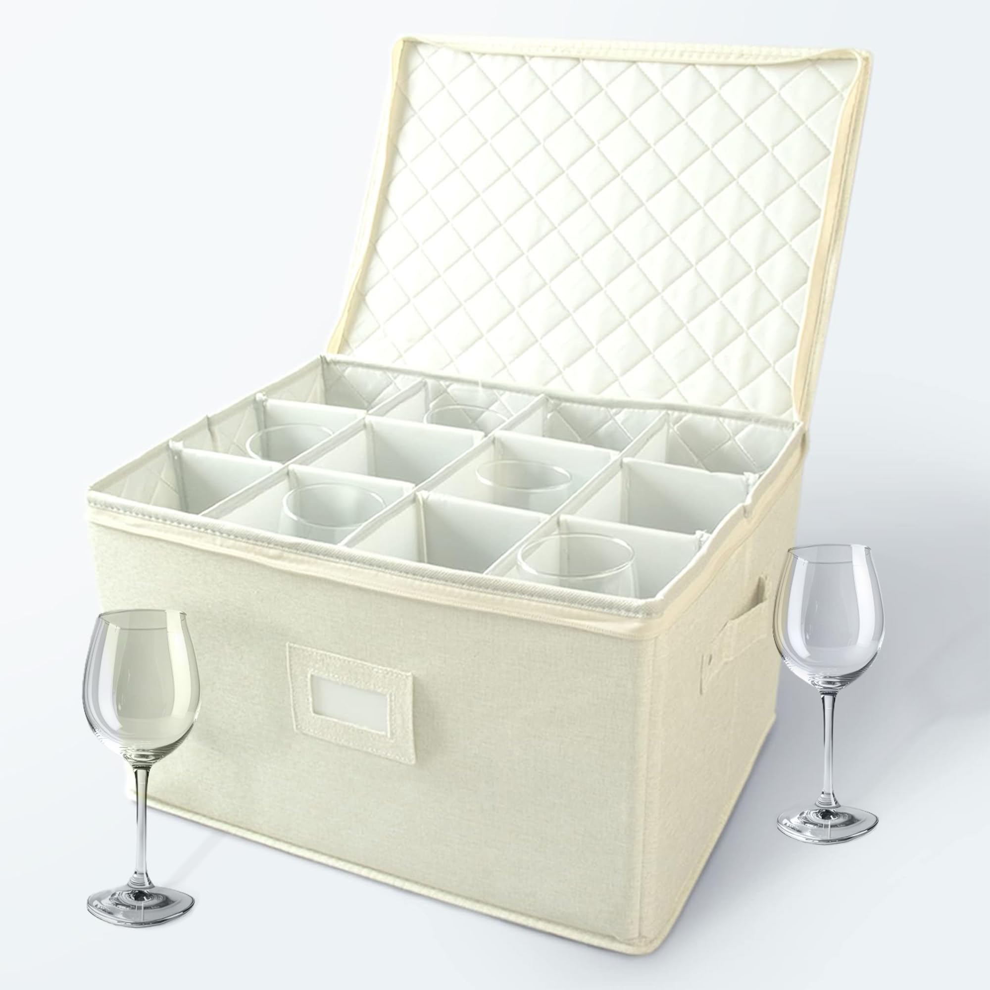 Amazon.com: storageLAB Wine Glass Storage Containers, Hard Shell ...