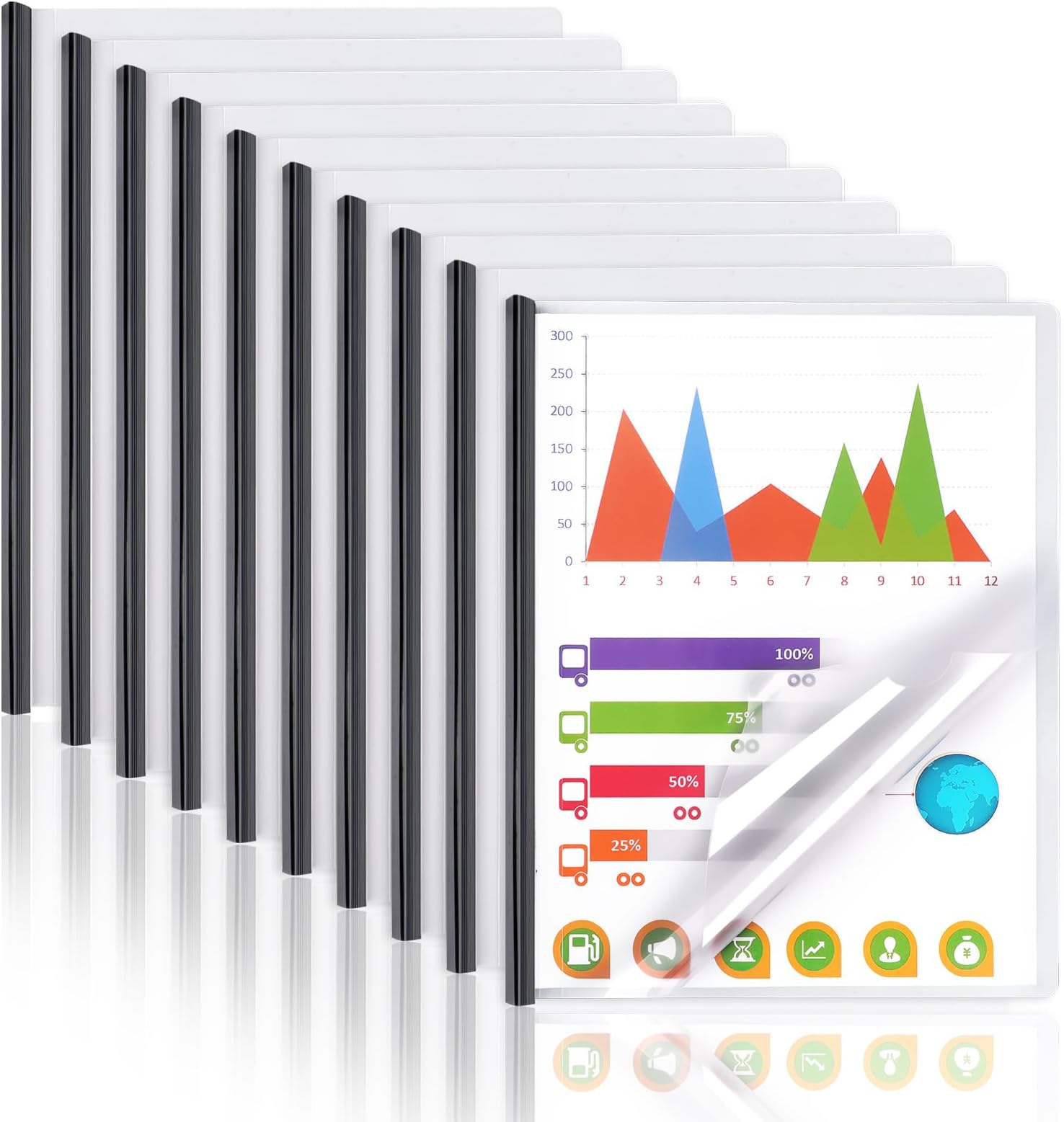Amazon.com : Report Covers with Sliding Bar, Clear Report Covers for A4 ...