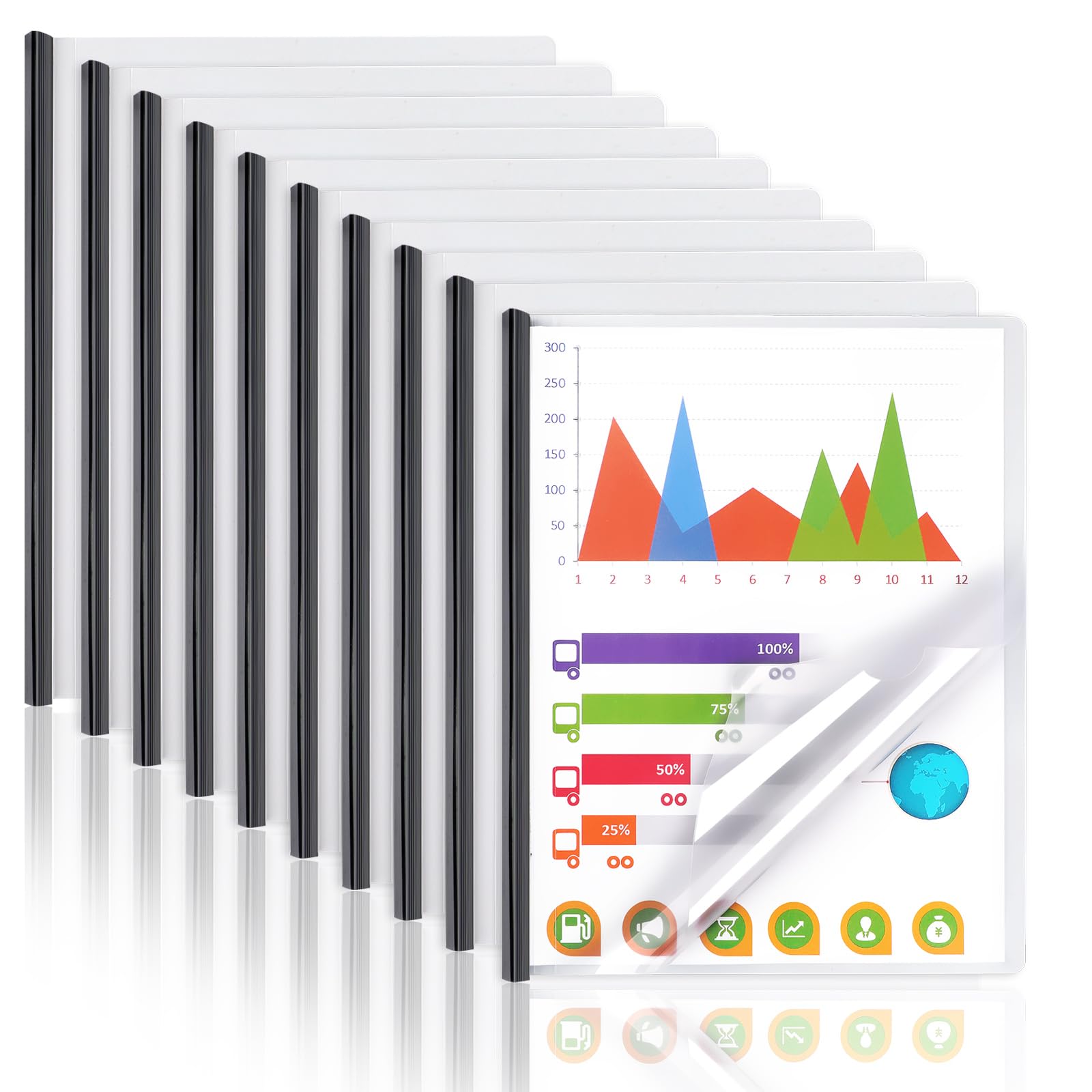 Amazon.com : 10 Pack Report Covers with Sliding Bar, Clear Report ...