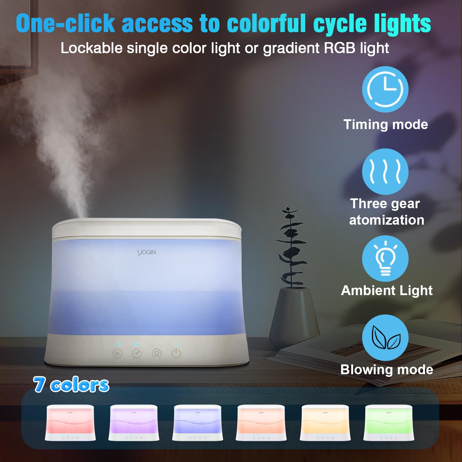 YOGIN humidifiers for Bedroom, 1.8L Ultrasonic Cool Mist Humidifiers for Home Baby Nursery ...