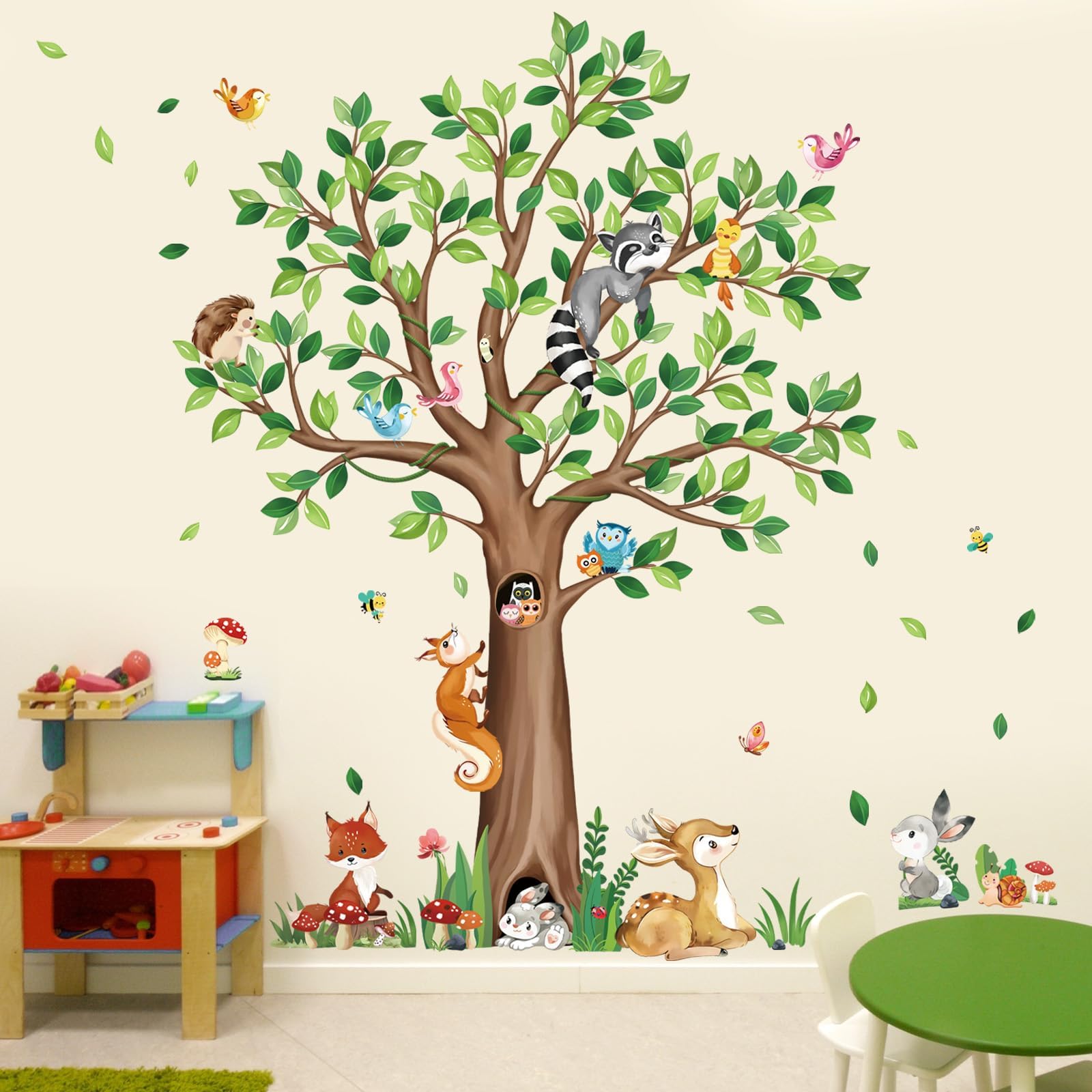Amazon.com: LUCKKYY Cute Owls with Birds Stand on The Tree Wall Decals ...