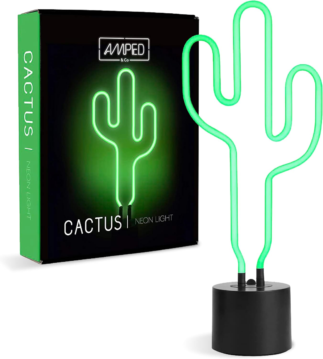 Amped & Co - Cactus Neon Desk Light, Indoor Decorative Room Lamp, White ...