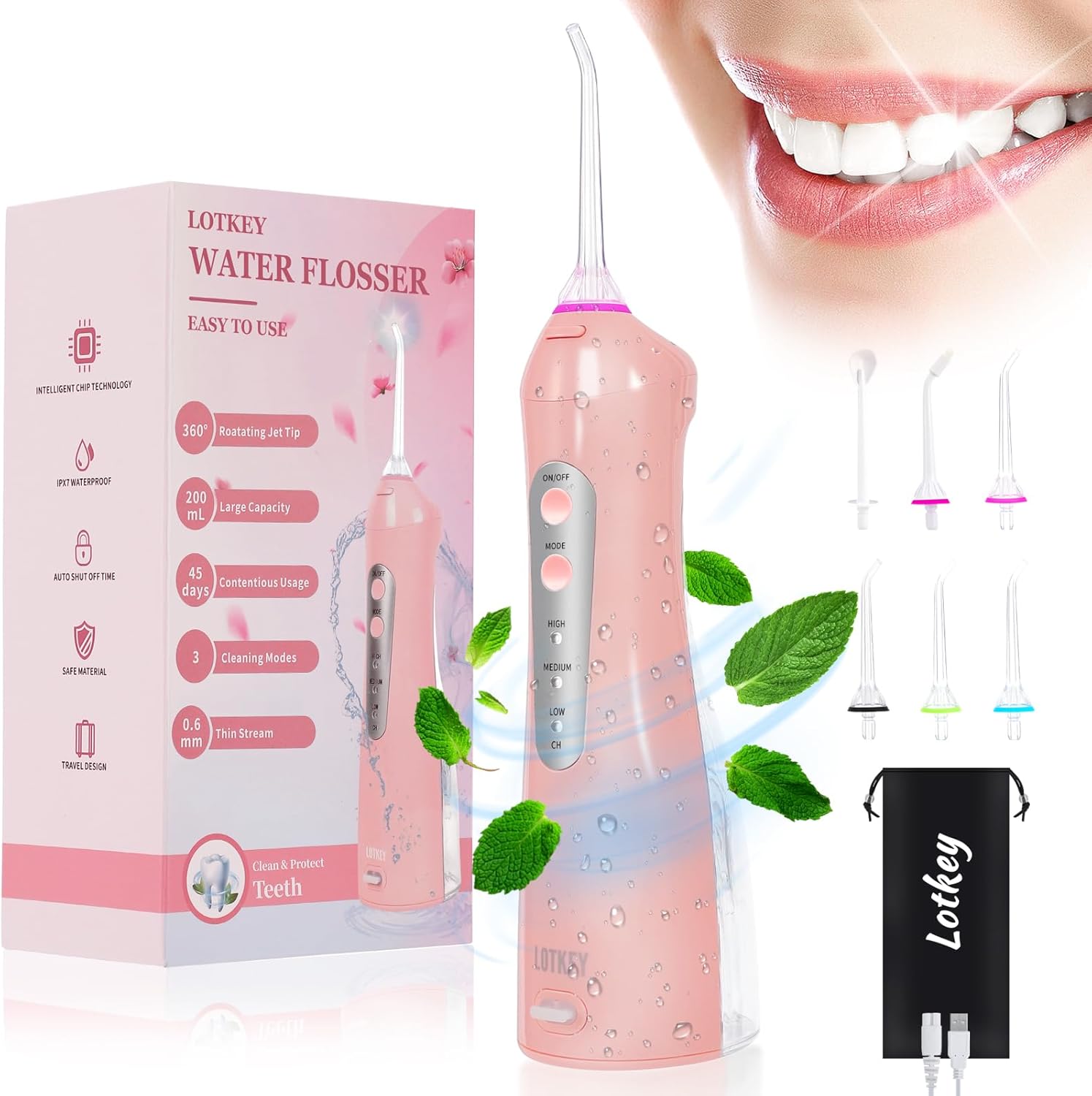 Amazon.com: Water Flosser for Teeth, 200ML Cordless Water Flosser with ...
