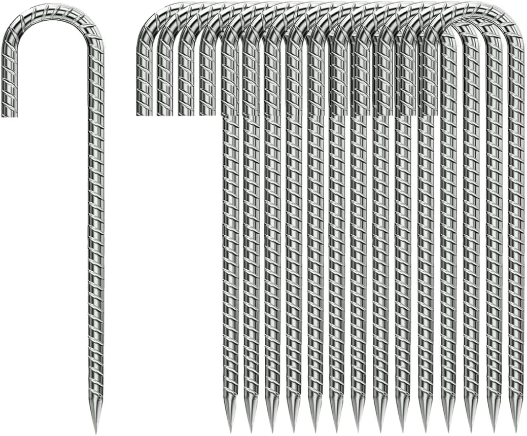 Amazon.com : J-Hook-Rebar-Stakes-12 Inch, Ground Stakes Heavy Duty ...