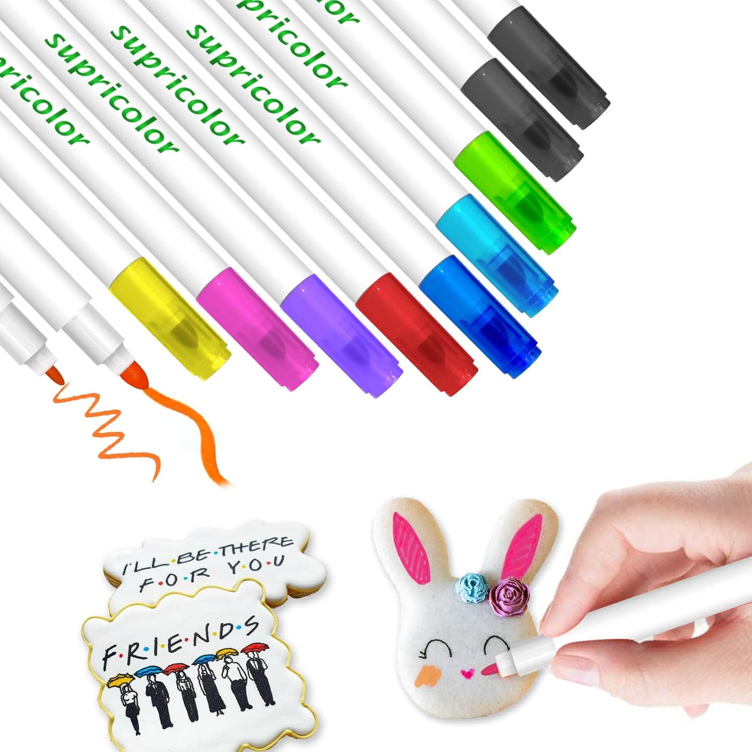 Supricolor Food Coloring Markers, 10PCS Double Sided Food Coloring Pens ...