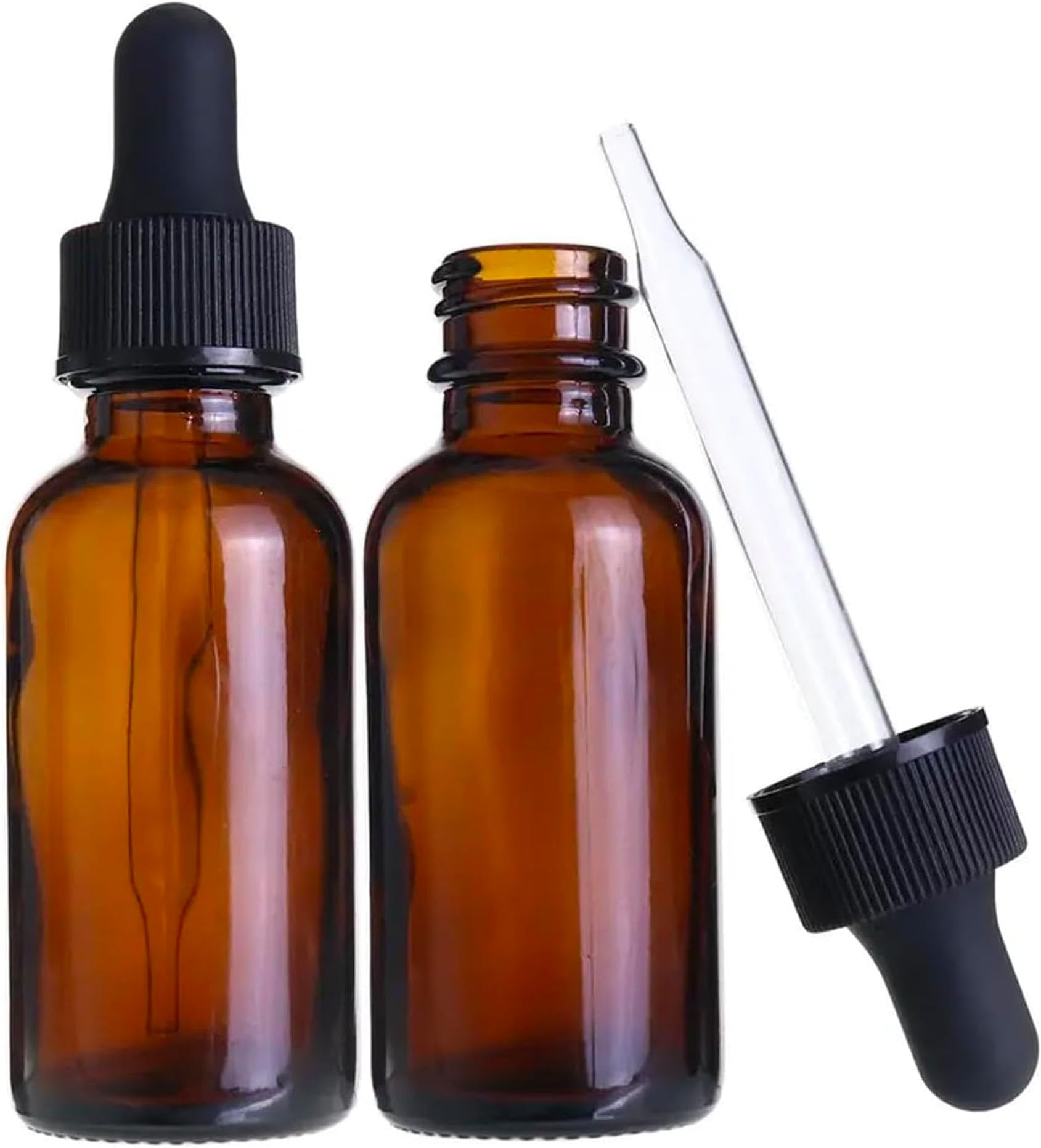 DropperStop 1oz Amber Glass Dropper Bottles (30mL) with Tapered Glass ...