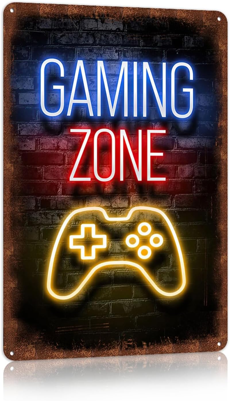 Amazon.com: Vintage Game Room Metal Tin Sign Retro Gaming Zone Wall ...