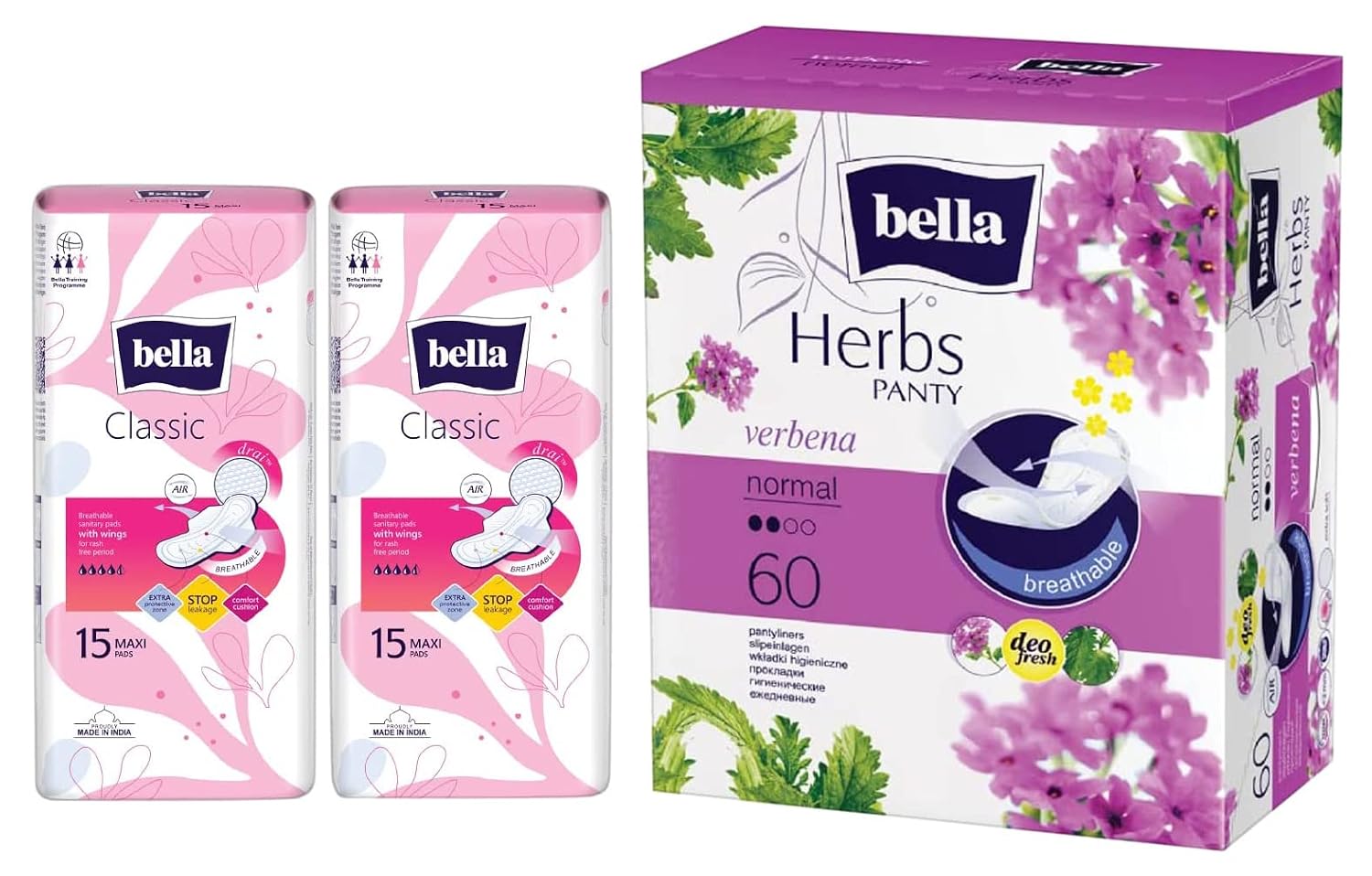 Buy Bella Maxi Drai Wings Classic Sanitary Napkins - 15 Pieces (Pack of ...