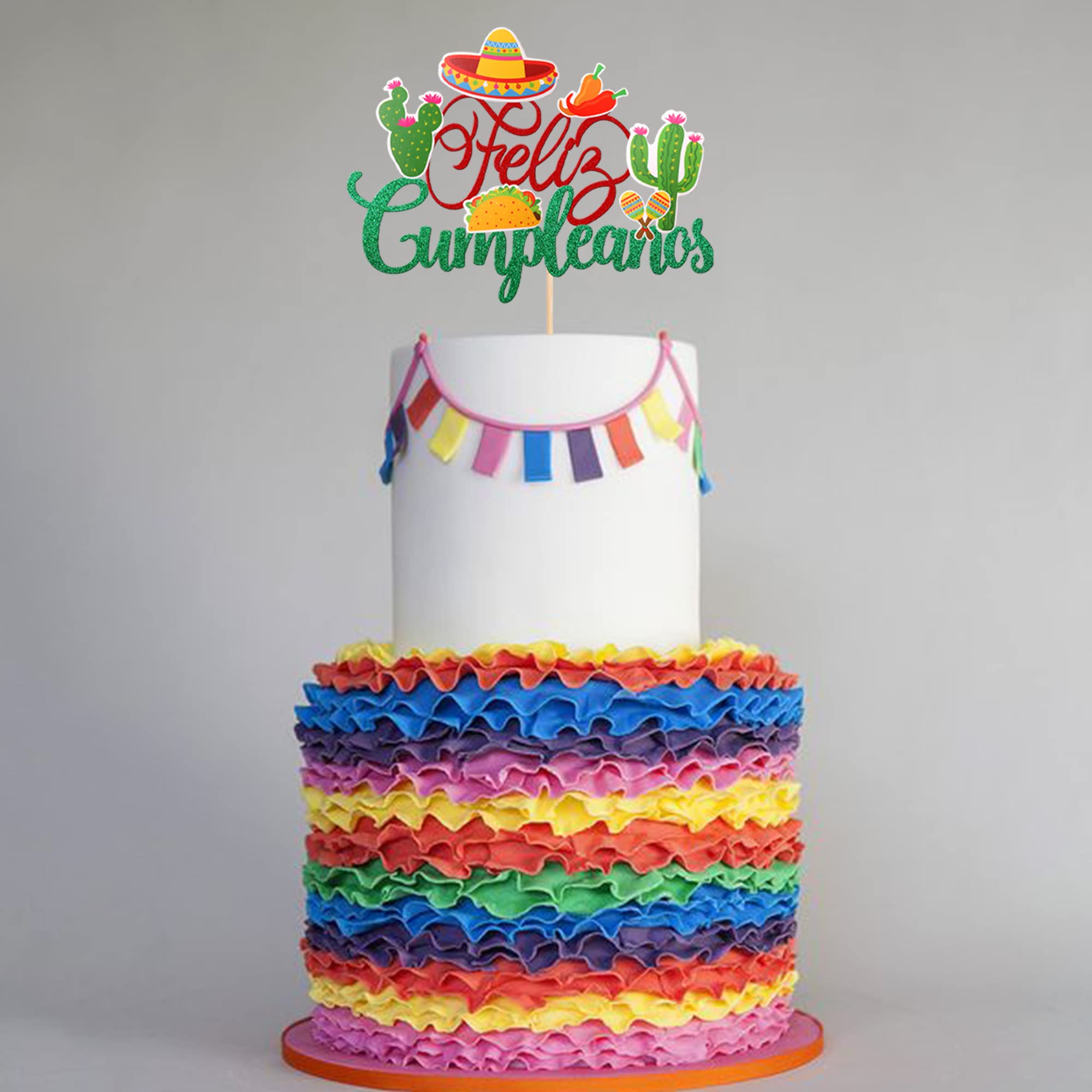 Snapklik.com : 1 PCS Spanish Feliz Cumpleanos Cake Topper Glitter ...